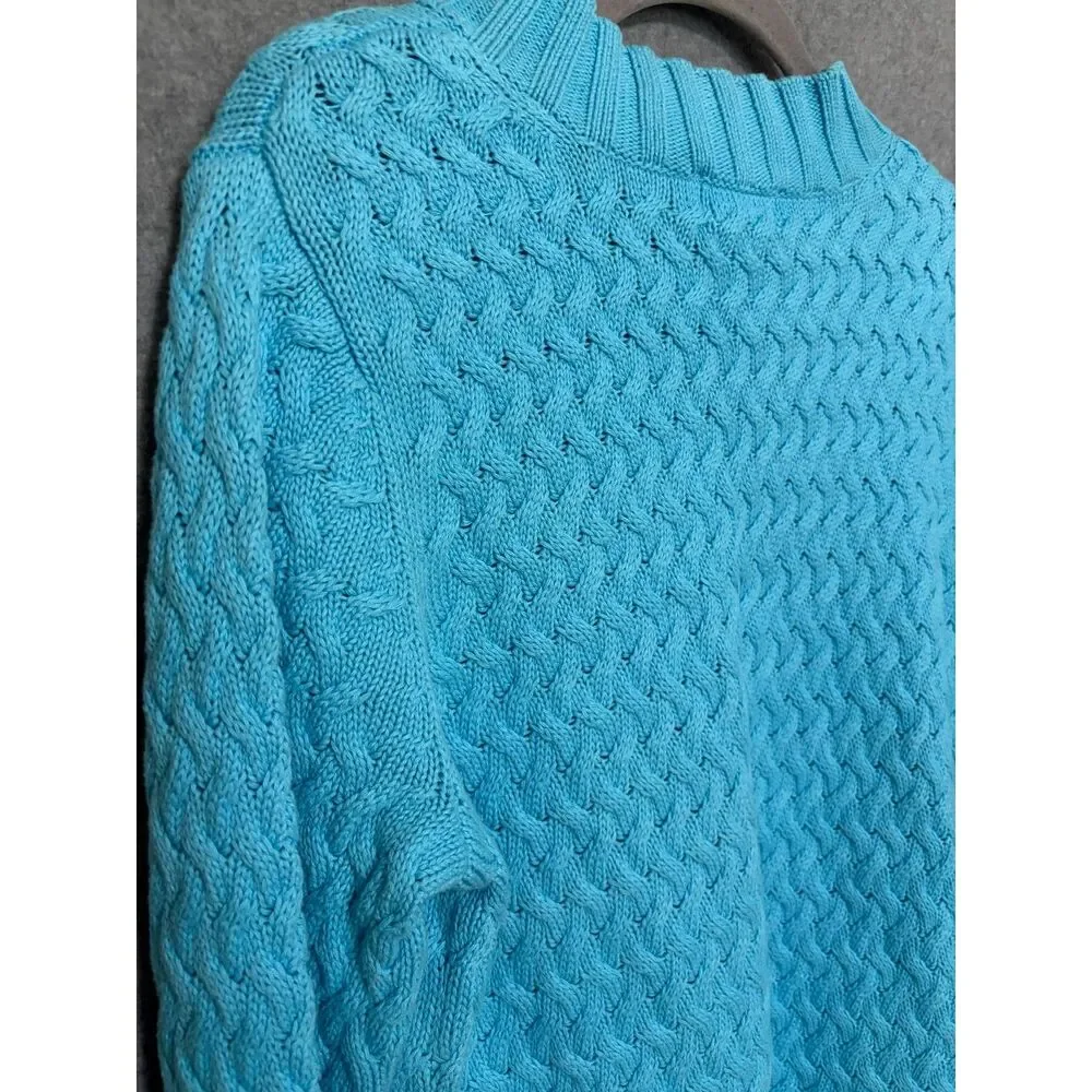Studio Works | Sweaters | Studio Works Blue Cable Knit Sweater Cotton V ...